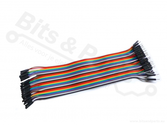 Breadboard jumper kabeltjes Dupont 20cm female/male 40x - Bits & Parts ...
