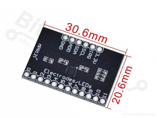 Touch switch/sensor Capacitive MPR121 Breakout I2C - 12 Channels - Bits ...