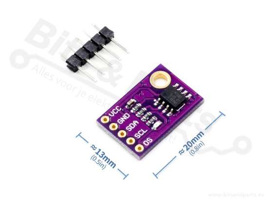LM75A I2C Temperatuursensor - Bits & Parts Elektronica