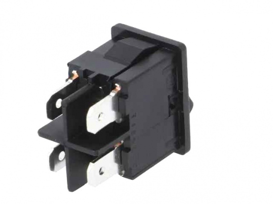 Switch rocker snap-in on/off rectangular black (0/1) DPST 16A/250V ...