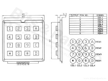 Toetsenbord / keyboard 16 toetsen - matrix uitgang - Bits & Parts ...